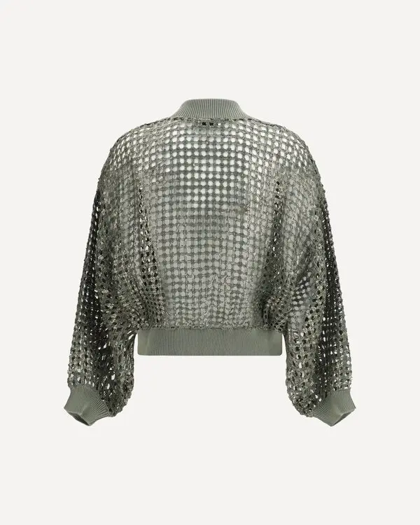 Brunello Cucinelli Silk And Linen Embroidered Net Cardigan