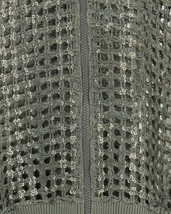 Brunello Cucinelli Silk And Linen Embroidered Net Cardigan