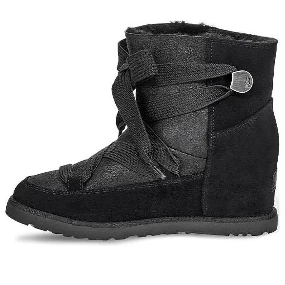 UGG Classic Femme Lace Up Wedge Boots - Black