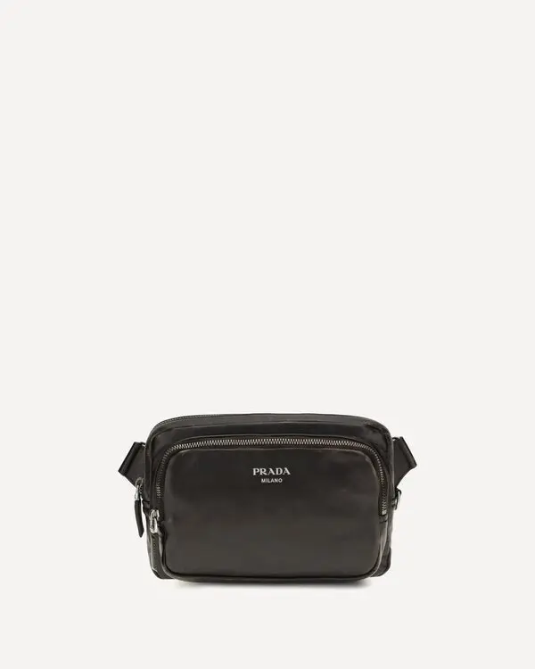 Prada Shoulder Bag In Aged-effect Nappa Leather - Brown