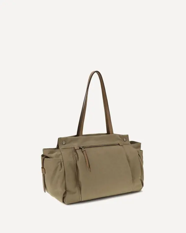 Prada Route Tote Bag In Canvas And Leather