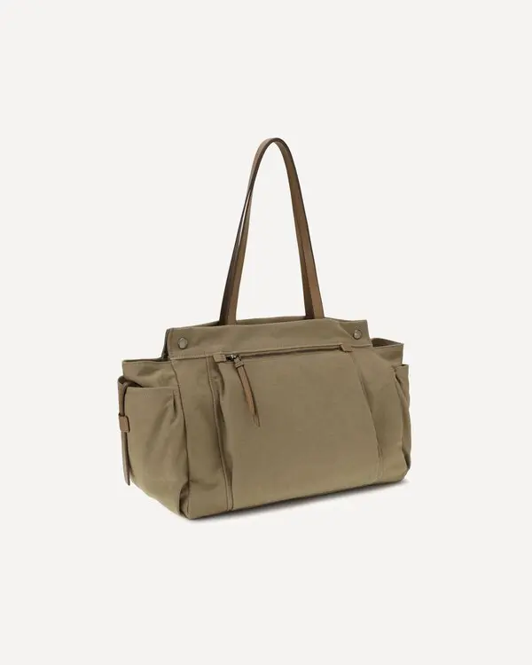 Prada Route Tote Bag In Canvas And Leather