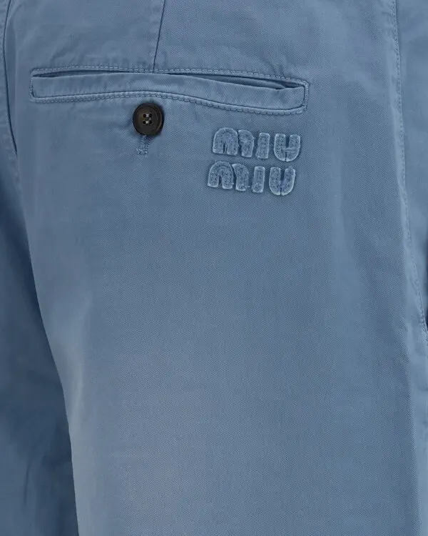 Miu Miu Garment-dyed Wide-leg Trousers - Blue