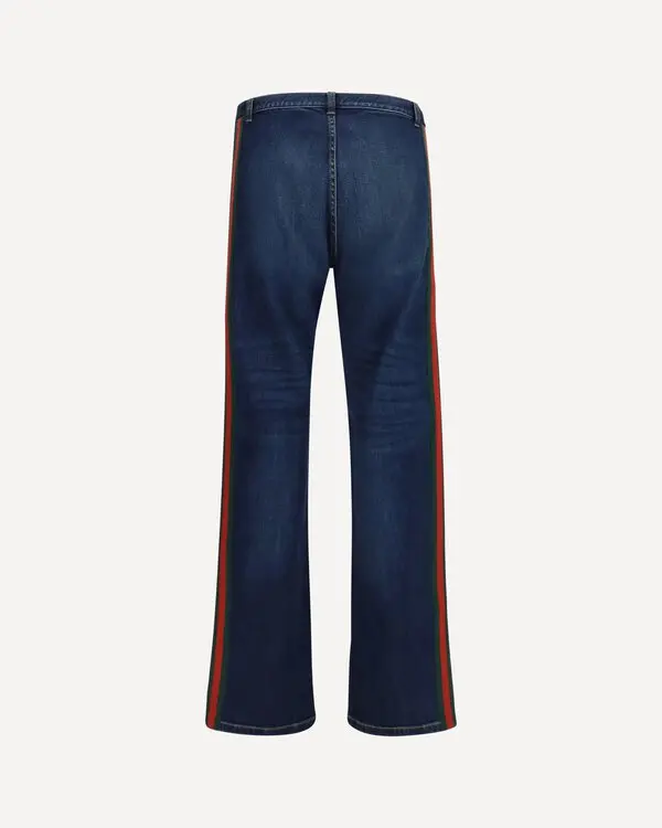 Gucci Cotton Jeans With Web Stripe - Blue