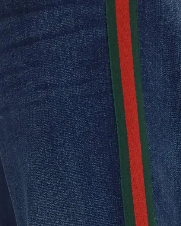 Gucci Cotton Jeans With Web Stripe - Blue