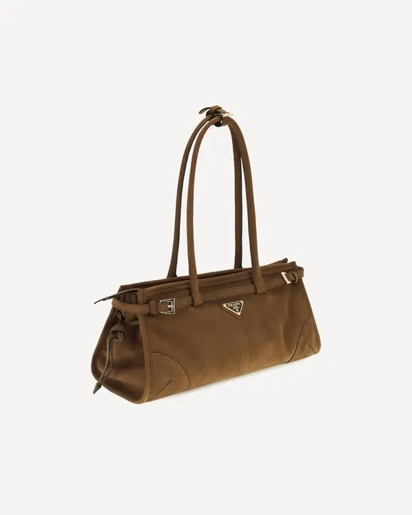 Prada Medium Bonnie Handbag In Nubuck Leather
