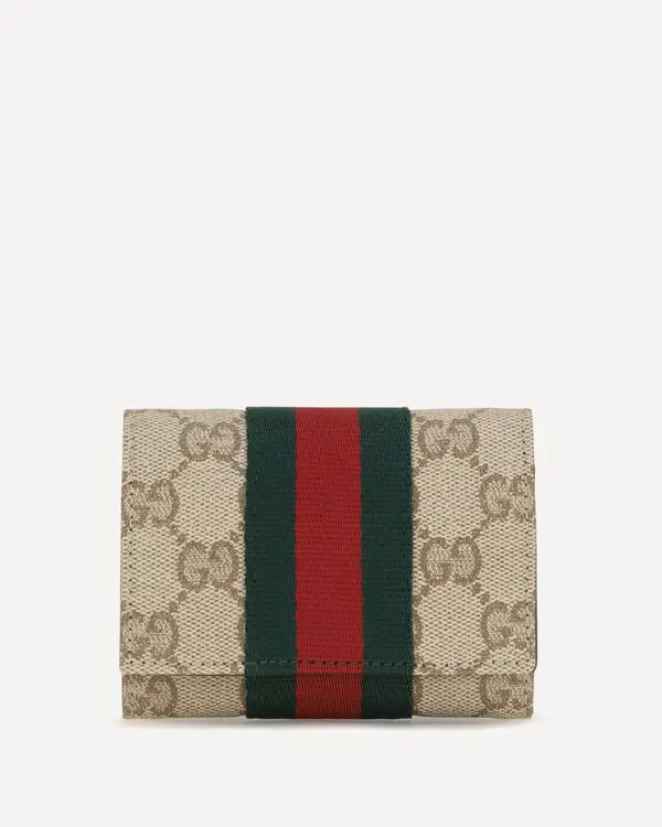 Gucci Web Bi-fold Card Holder - Beige