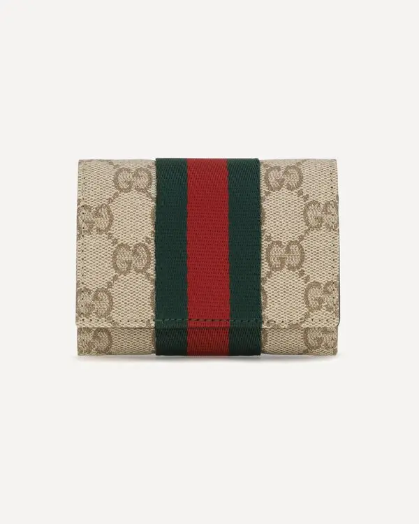 Gucci Web Bi-fold Card Holder - Beige