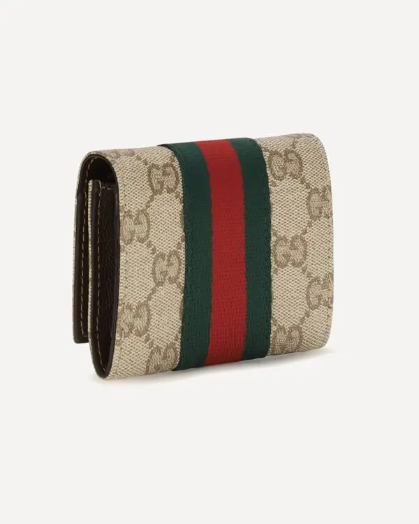 Gucci Web Bi-fold Card Holder - Beige