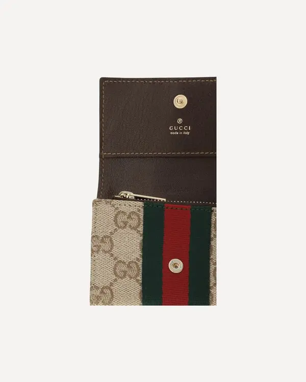 Gucci Web Bi-fold Card Holder - Beige