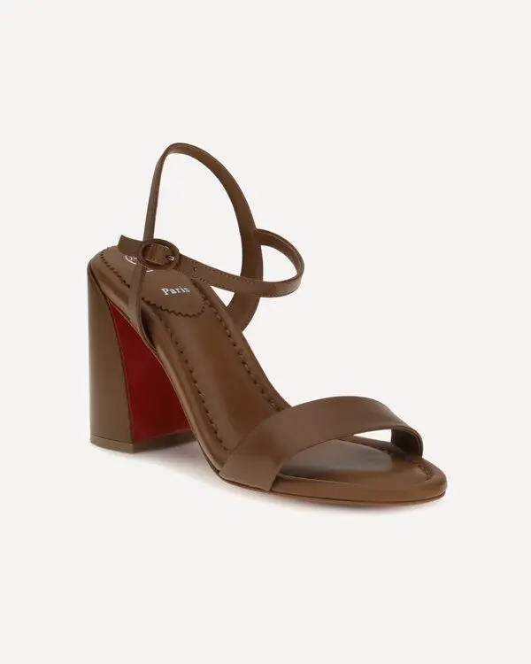 CHRISTIAN LOUBOUTIN Miss Jane Block Heel Sandals - Brown