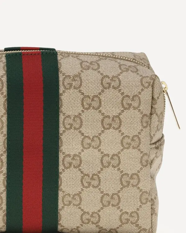 Gucci Medium Beauty Case With Web Stripe - Beige