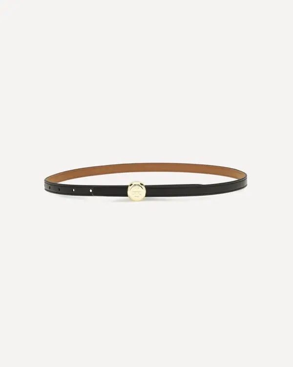 Tory Burch Reversible Romy Leather Belt With Logo Buckle - Black