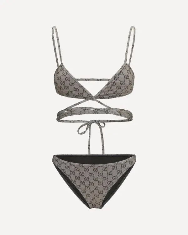 Gucci Printed Stretch Jersey Bikini - Beige