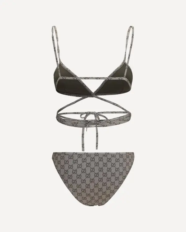 Gucci Printed Stretch Jersey Bikini - Beige