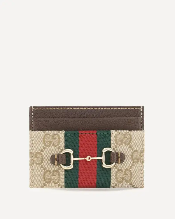 Gucci Web Horsebit Card Holder - Beige