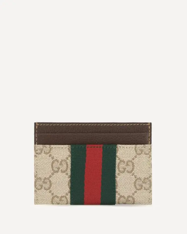 Gucci Card Holder With Web Stripe - Beige