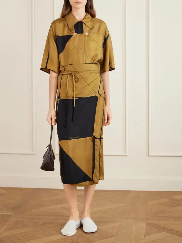 Calvin Klein Patchwork Silk Midi Skirt