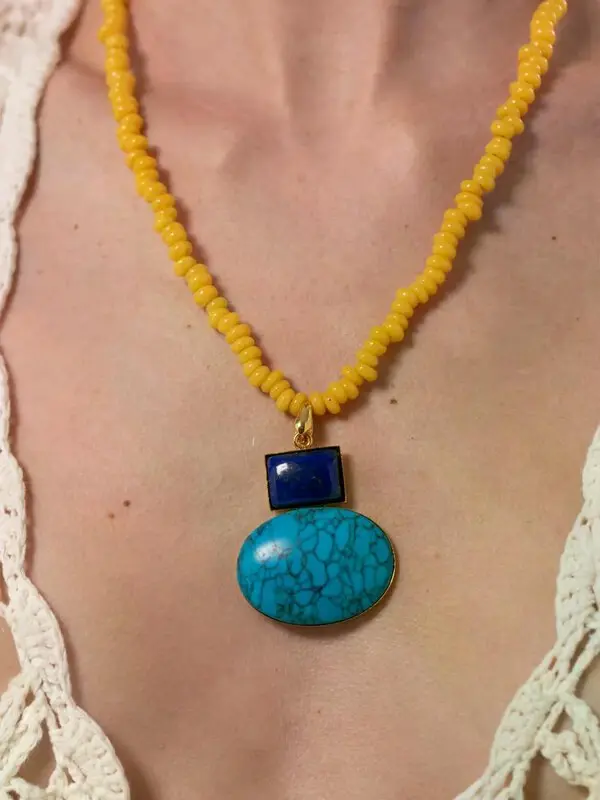 JENNIFER BEHR Beaded Pendant Necklace - Blue