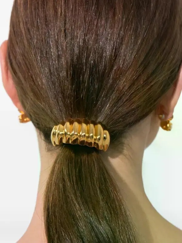 JENNIFER BEHR Cornetto Ponywrap Ribbed Hair Tie - Gold