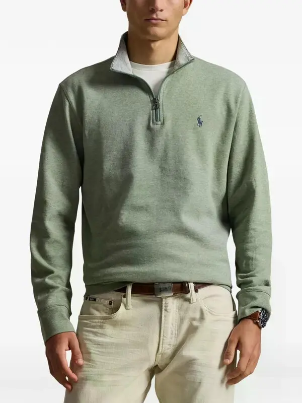 Polo Ralph Lauren Quarter-zip Logo-embroidered Sweater - Green
