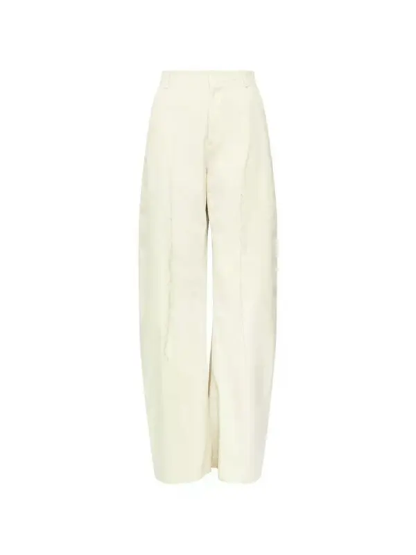MAISON MARGIELA Off-white Cotton Twill Wide-leg Trousers - Neutrals