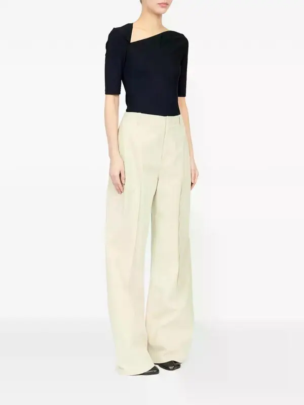 MAISON MARGIELA Off-white Cotton Twill Wide-leg Trousers