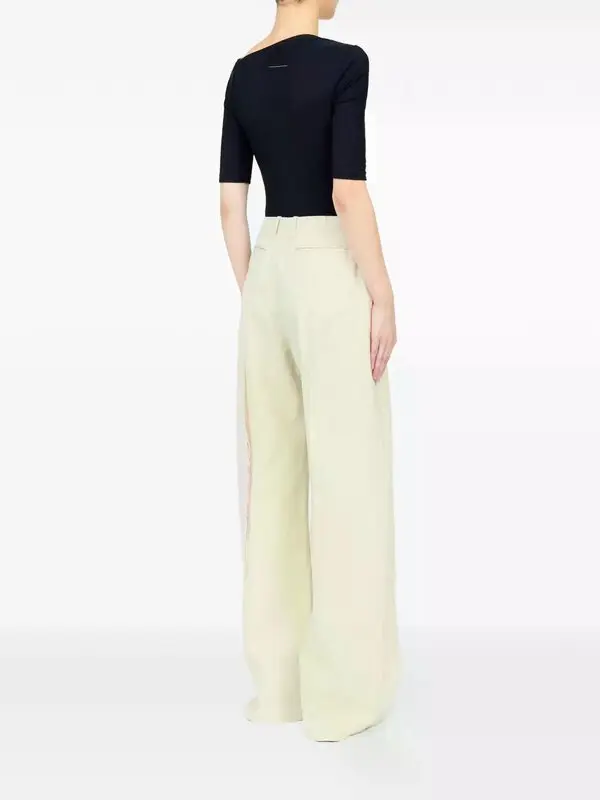 MAISON MARGIELA Off-white Cotton Twill Wide-leg Trousers