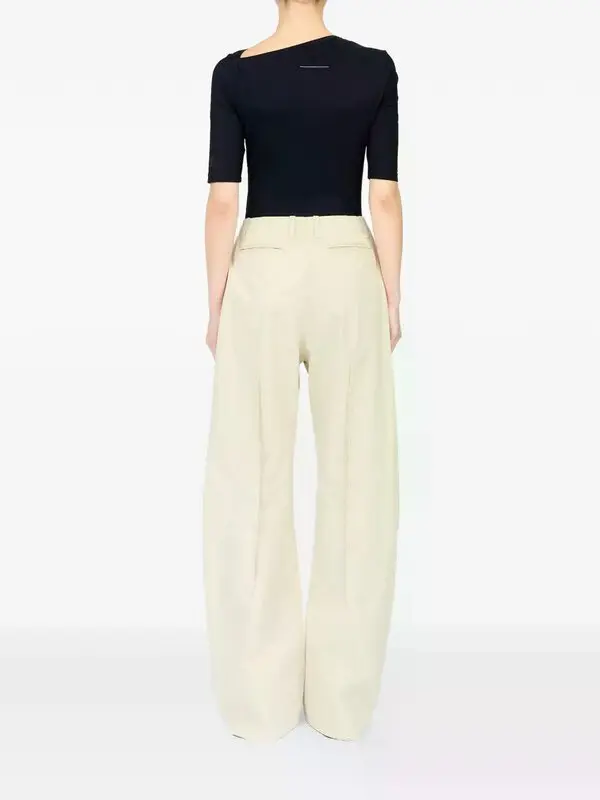 MAISON MARGIELA Off-white Cotton Twill Wide-leg Trousers