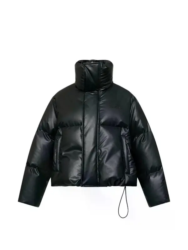 MAISON MARGIELA Padded Faux Leather Funnel Neck Jacket - Black