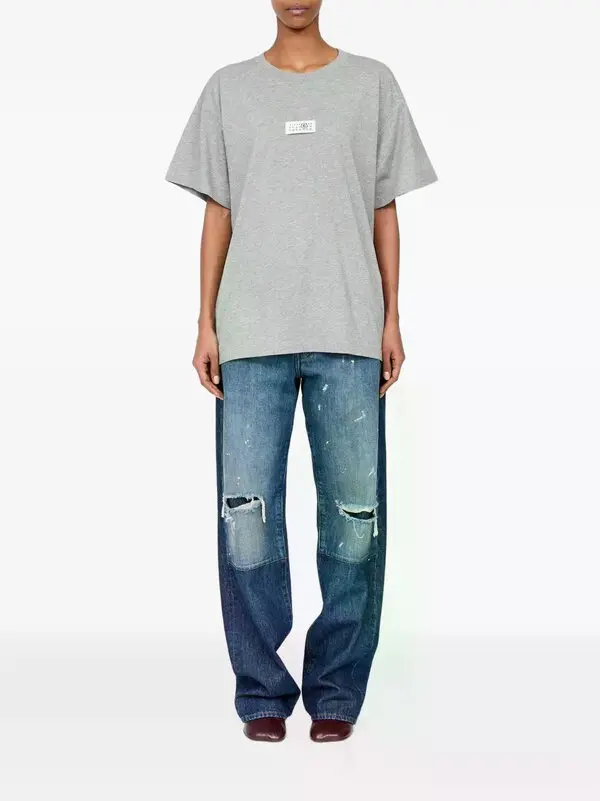 MAISON MARGIELA Mélange Cotton Jersey T-shirt With Numeric Artwork Label