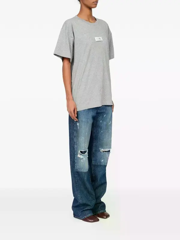 MAISON MARGIELA Mélange Cotton Jersey T-shirt With Numeric Artwork Label