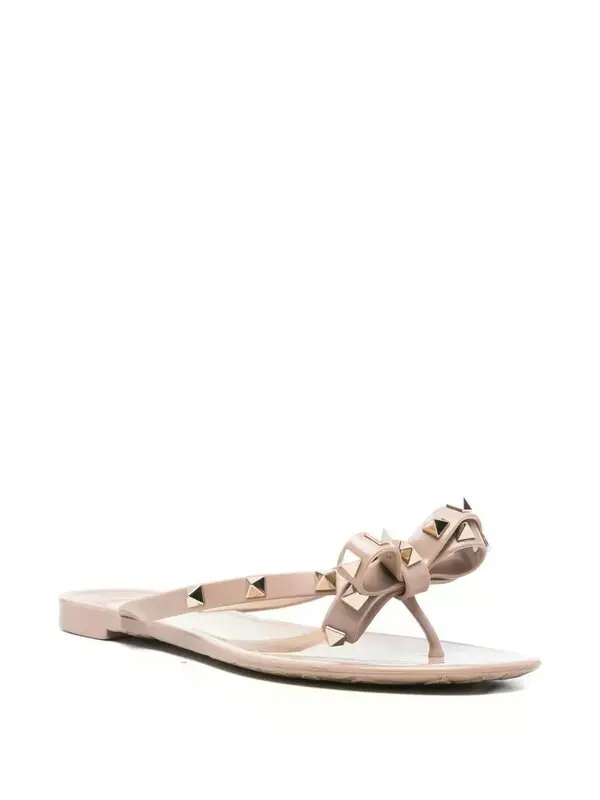 Valentino Garavani Rockstud Embellished Bow Detail Flip Flops