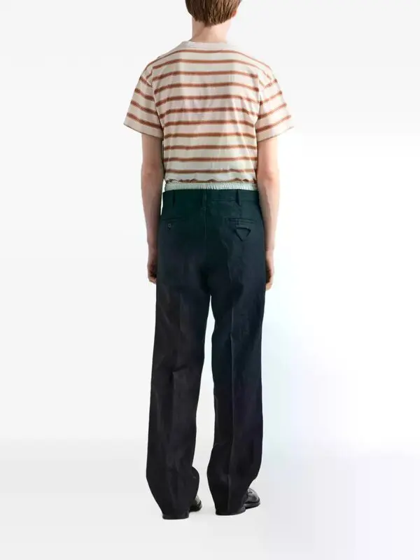 Prada Linen Wide-leg Trousers - Black