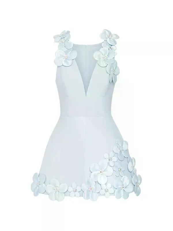 BRONX AND BRONCO Estelle Floral-appliqué Mini Dress - Blue