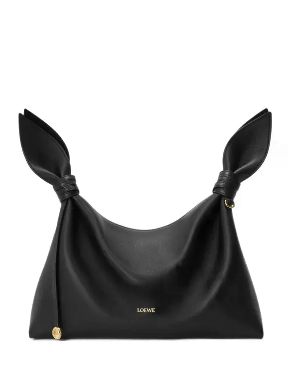 Loewe Paseo Knotted Leather Shoulder Bag - Black