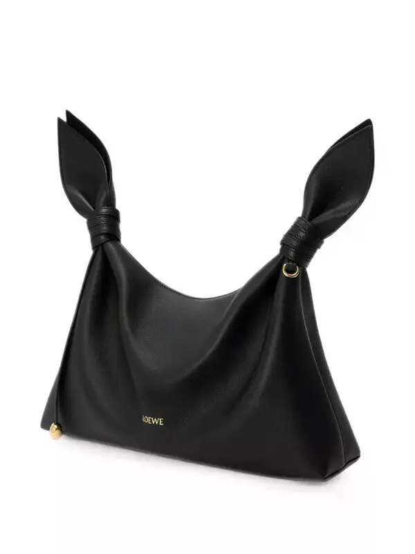Loewe Paseo Knotted Leather Shoulder Bag - Black