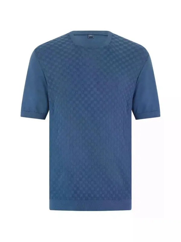Fedeli Check-pattern Short-sleeve T-shirt - Blue
