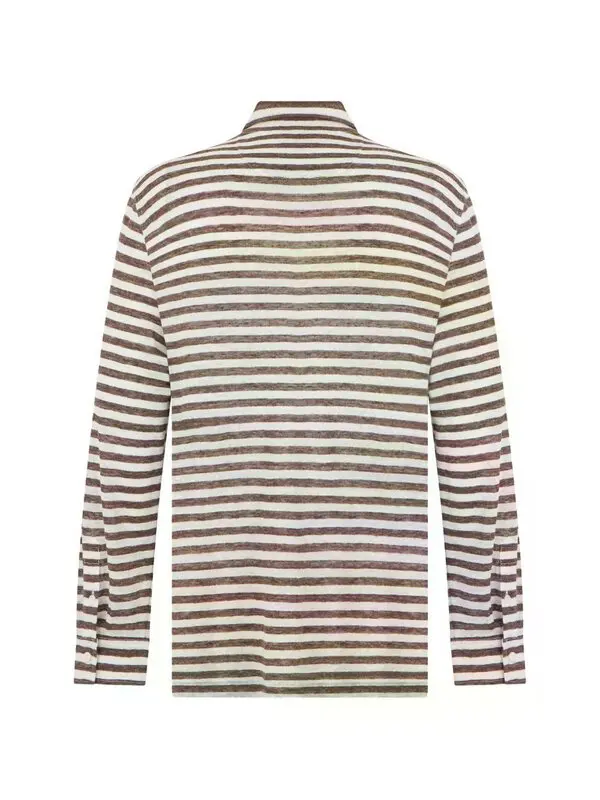 Fedeli Striped Long-sleeve Polo Shirt - Brown