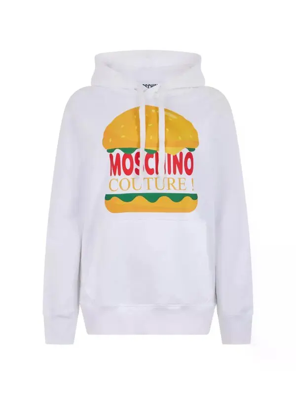 Moschino Hamburger Print Hoodie - White