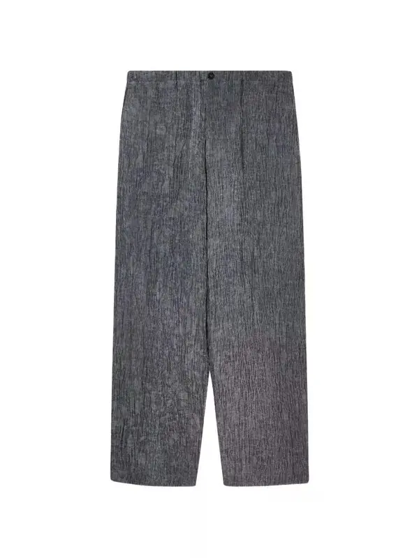 Emporio Armani Bark-effect Straight-leg Trousers - Grey