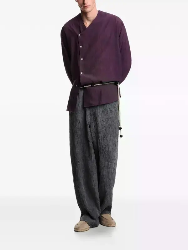Emporio Armani Bark-effect Straight-leg Trousers