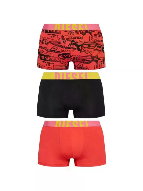 DIESEL® Damien-d-pop Pack Of Three Graphic-print Boxer Shorts - Red