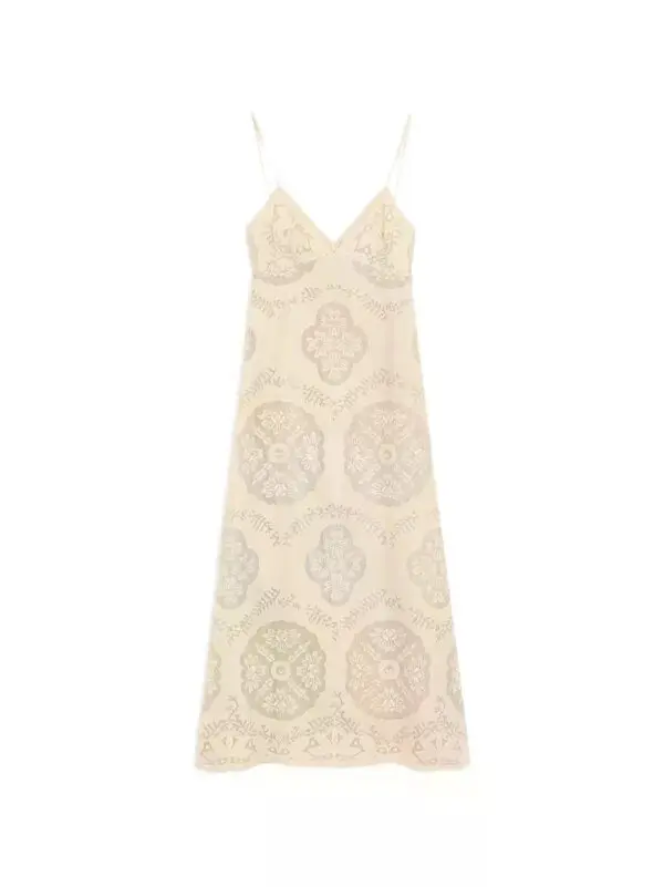 Valentino Garavani Midi Dress With Floral Stamp Blanket Print - Neutrals