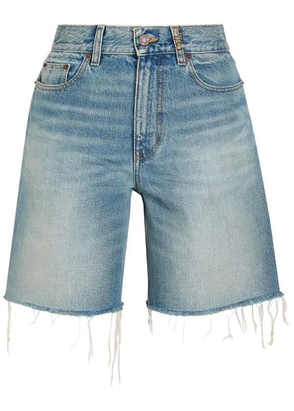 Chloé Distressed Frayed Hem Shorts - Denim