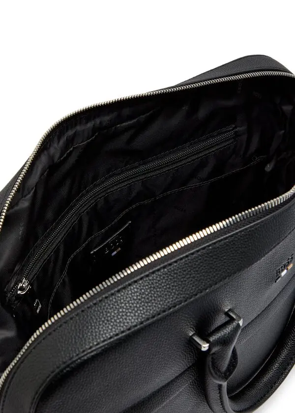 BOSS Grained Leather Briefcase With Logo Detail