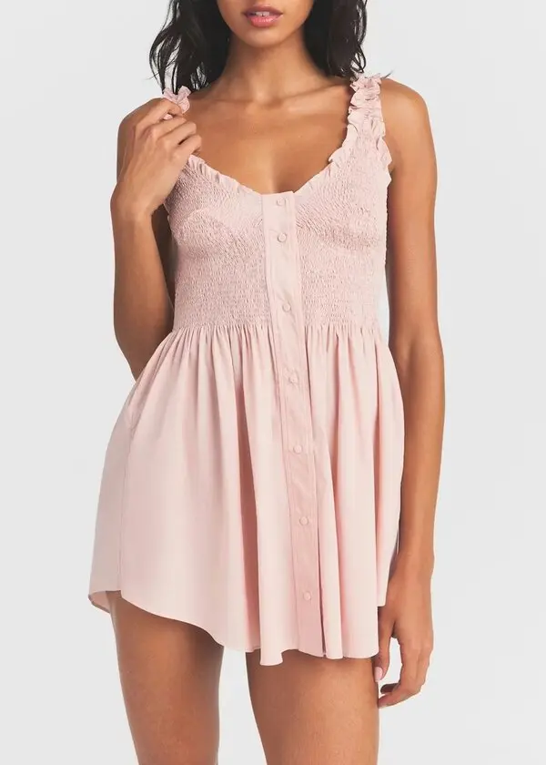 SKIMS Smocked Poplin Mini Dress