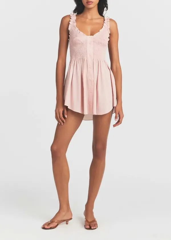 SKIMS Smocked Poplin Mini Dress