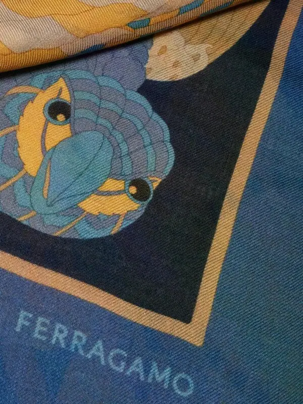 FERRAGAMO Parrots Print Cashmere Shawl