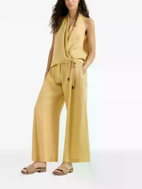 Brunello Cucinelli Drawstring Linen Trousers With Monili Detail